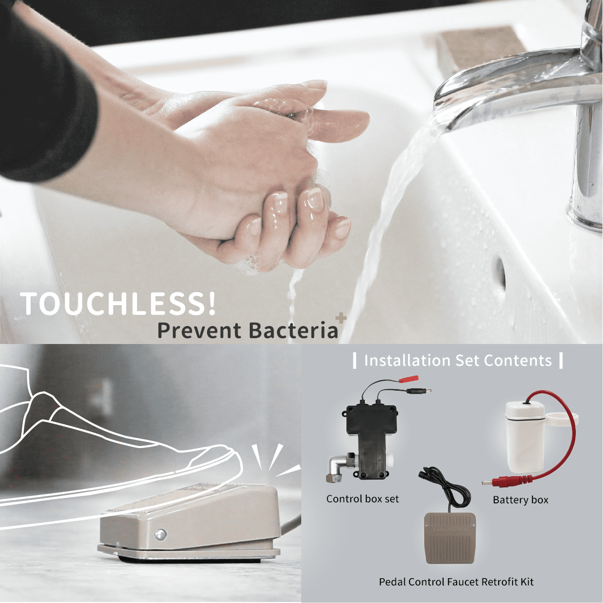 Pedal Control Faucet Retrofit Kit | Touchless Foot Control Retrofit Set ...